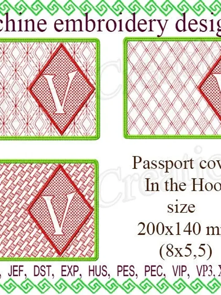 V Passport cover In the Hoop embroidery designs trapunto Machine ...