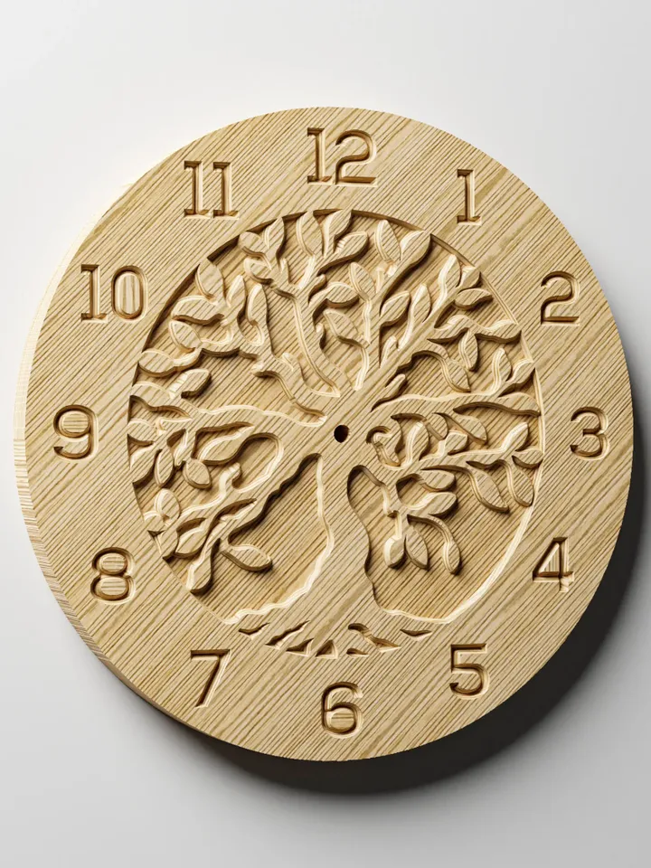 CNC file Wall clock Tree of Life 2 model, Vector graphic dxf, AI, svg ...