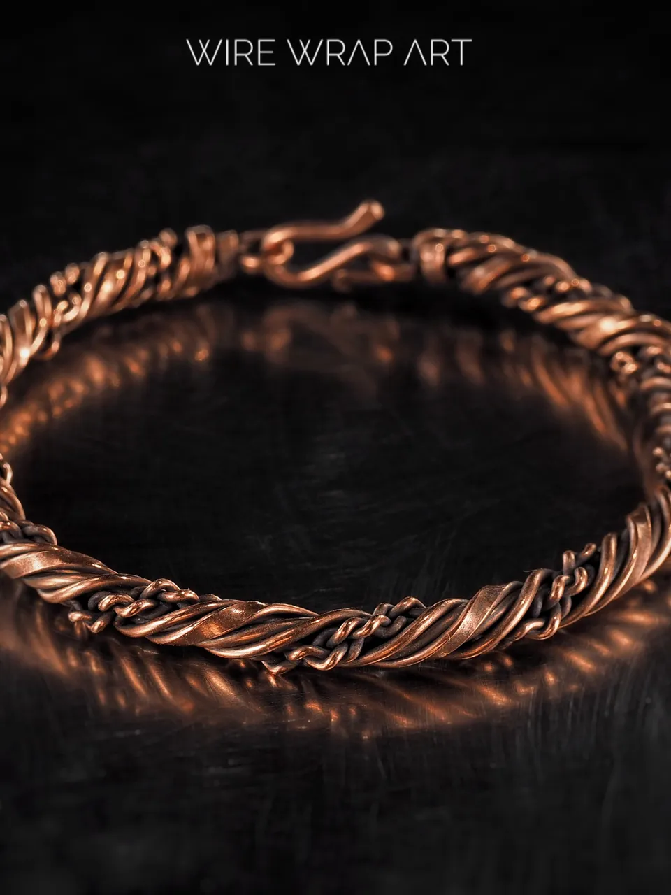 Unique wire wrapped narrow copper bracelet Healing handcrafted art ...