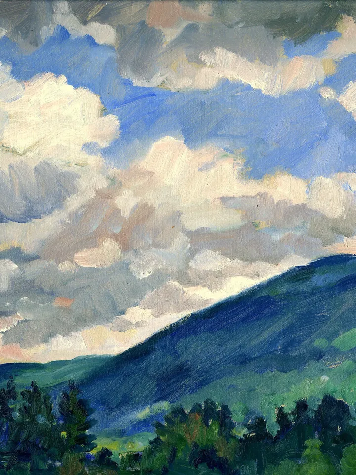 Berkshires Landscape Painting -Clouds and Mountains- 9x12 Oil on Panel ...