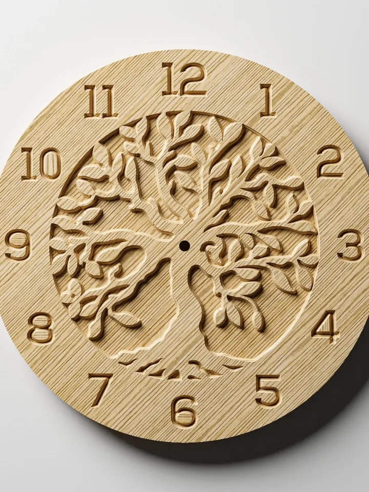 CNC file Wall clock Tree of Life 2 model, Vector graphic dxf, AI, svg ...