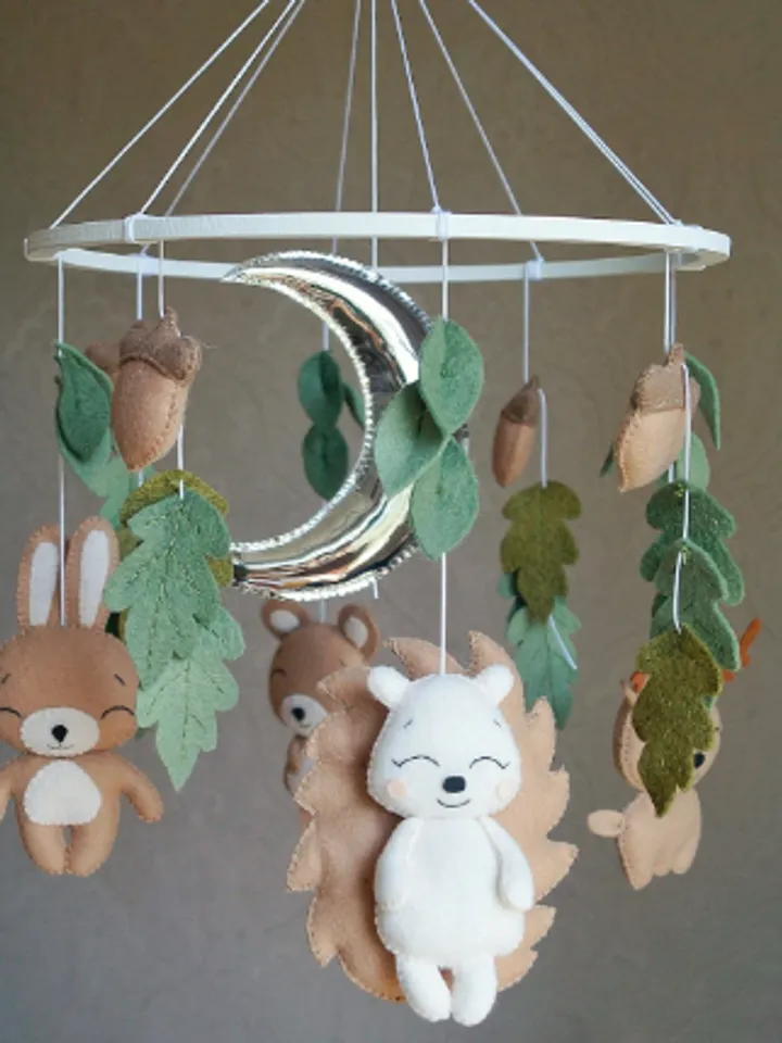 Forest animals mobile, woodland mobile with oak tree and leaves $120.00 ...