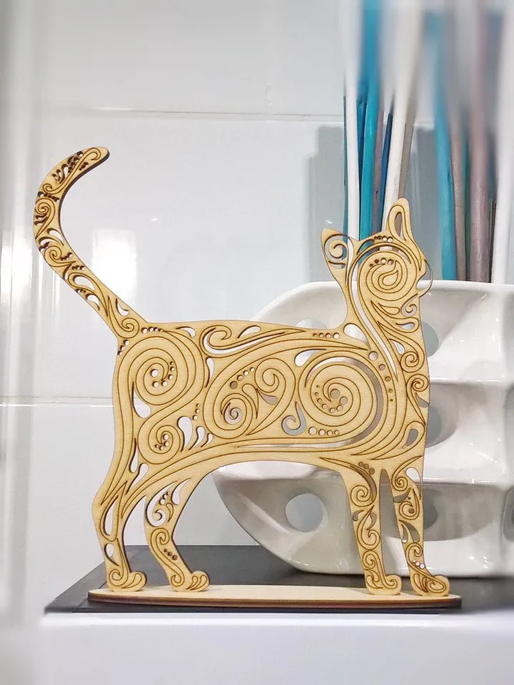 Digital Template Cnc Router Files Cnc Openwork Cat Files for Wood Laser ...