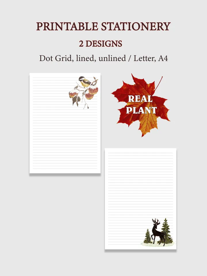 Pressed Plants Printable Letter Writing Paper From Real Dried Plants ...