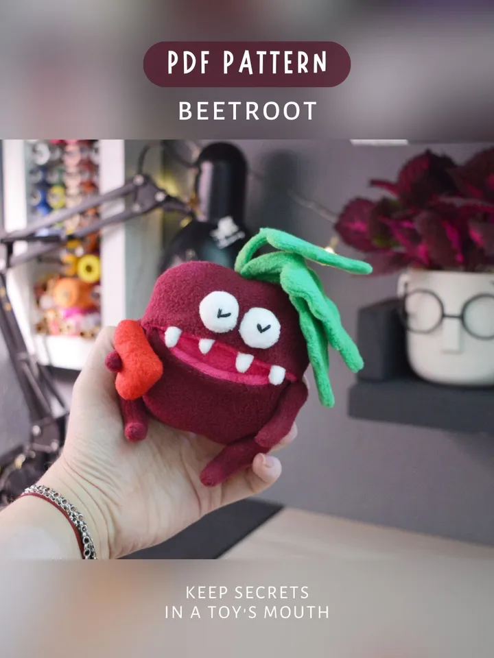 Cute Beet Plush Sewing Pattern – PDF Tutorial 🌿💜 $7.00 | Buy online with delivery