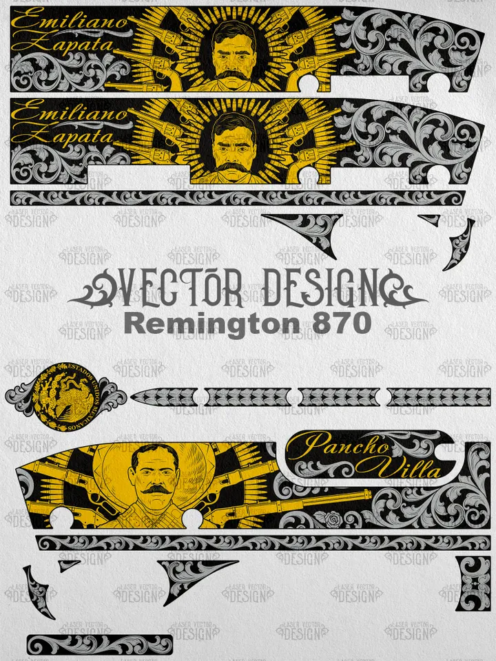 VECTOR DESIGN Remington 870 Emiliano Zapata and Pancho Villa $130.00 ...