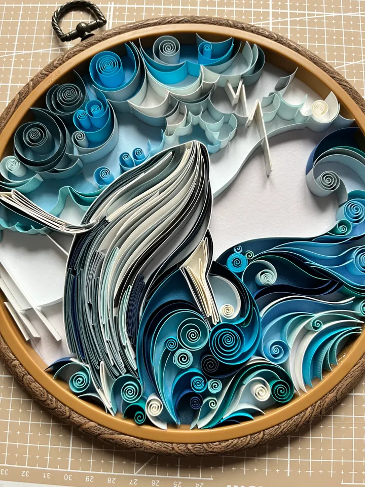 Original artwork | Whale in the sea in quilling technique - Paper Art ...