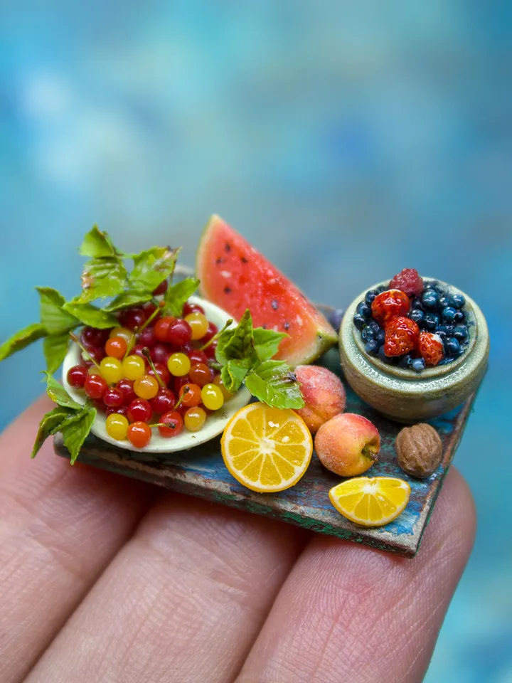 MINIATURE set of fruits and berries on a board 8 $58.00 | Buy online ...