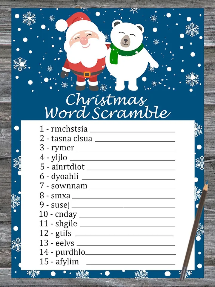 Christmas party games,Christmas Word Scramble Game Printable,Santa ...
