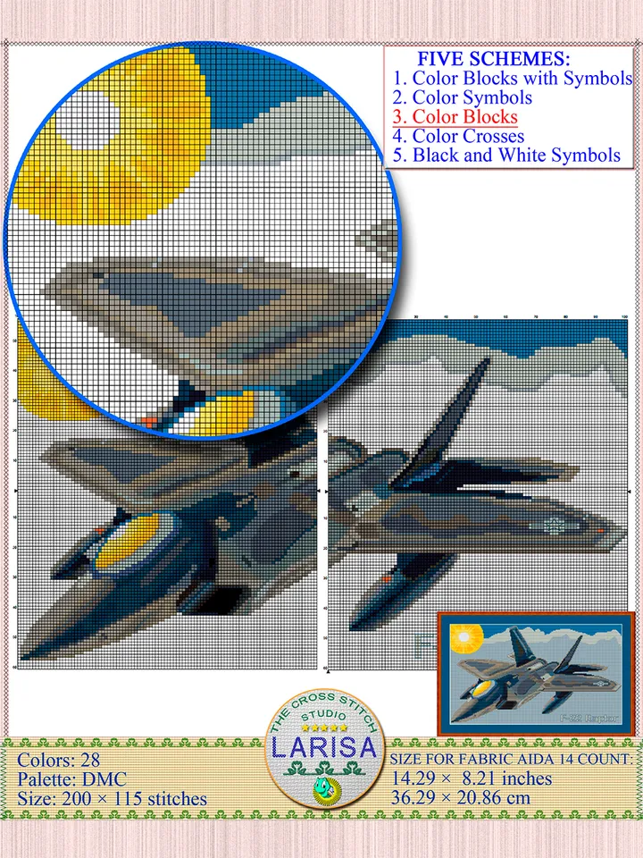 F-22 Raptor Cross Stitch Pattern | Fighter Aircraft $6.00 | Buy online ...