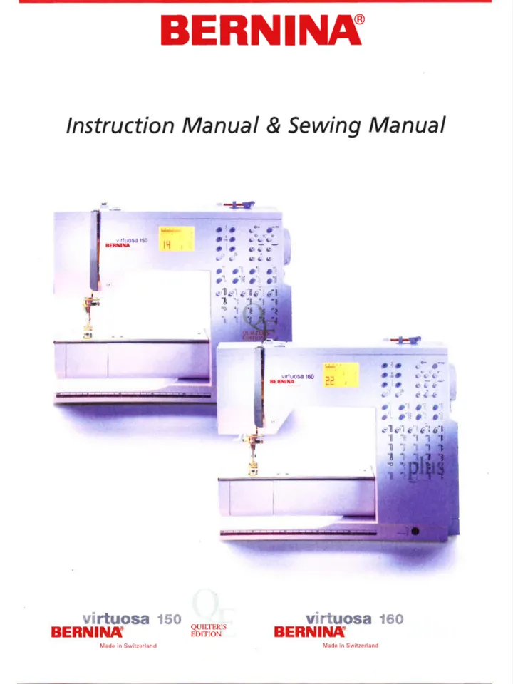 Bernina Virtuosa 150 and 160 Sewing Machine Instruction Manual $6.99 | Buy online with delivery