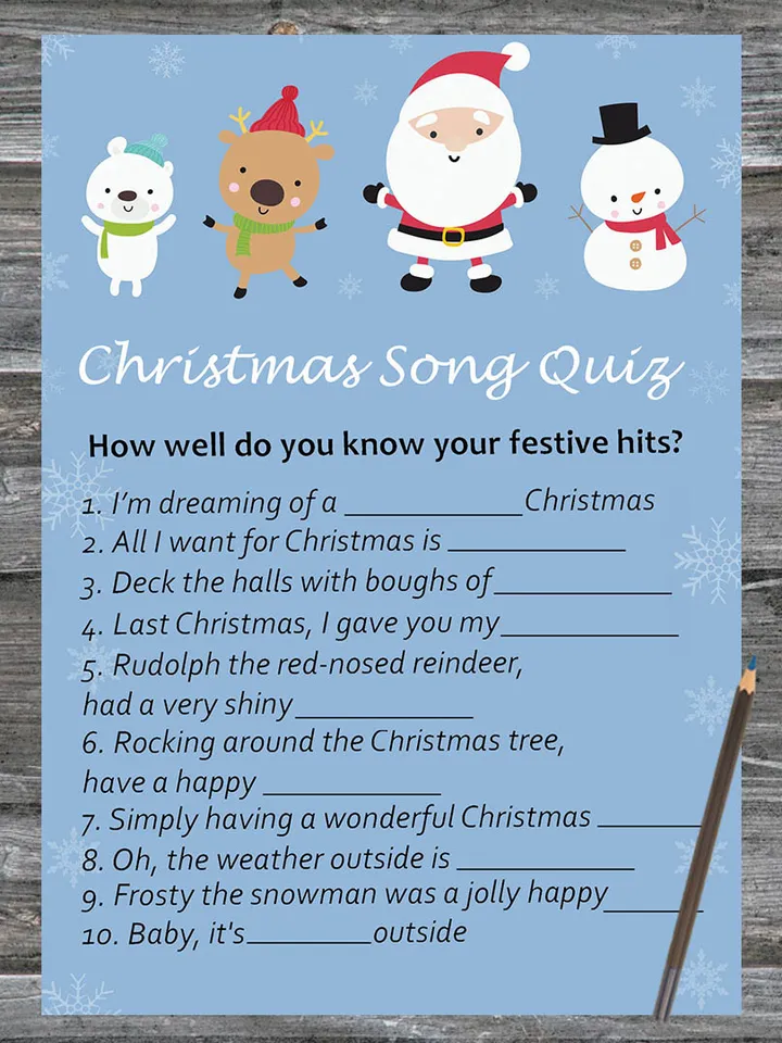 Christmas party games,Christmas Song Trivia Game Printable,Happy Santa ...
