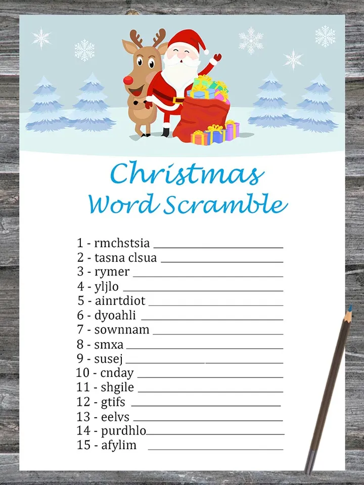 Christmas party games,Christmas Word Scramble Game Printable,Santa ...