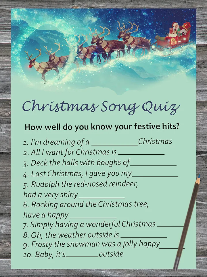 Christmas party games,Christmas Song Trivia Game Printable,Santa's ...