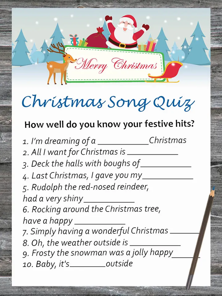 Christmas party games,Christmas Song Trivia Game Printable,Happy Santa ...