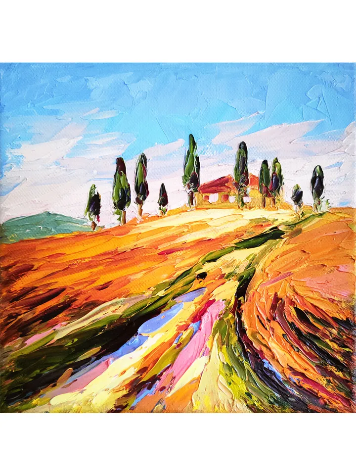 Tuscany Oil Painting Italy landscape Original Artwork Tuscany Road ...