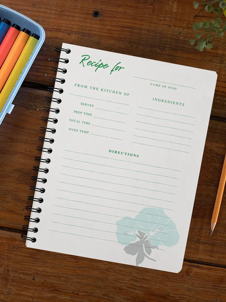 Green Recipe Card Printable Template, DIY Recipe Card, Recipe Planner ...
