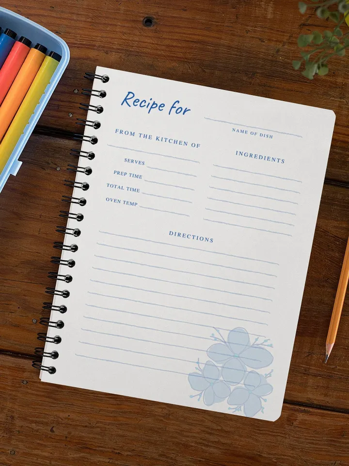 Navy Recipe Card Printable Template, DIY Recipe Card, Recipe Planner ...