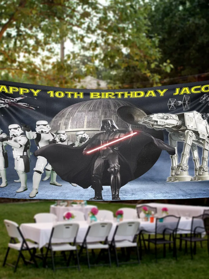 Star Wars Birthday Banner Personalized Party Backdrop Decoration ...