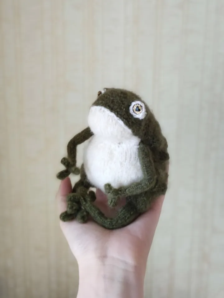 Funny toad knitted Handmade Crazy frog Knitted frog Knitted green ...