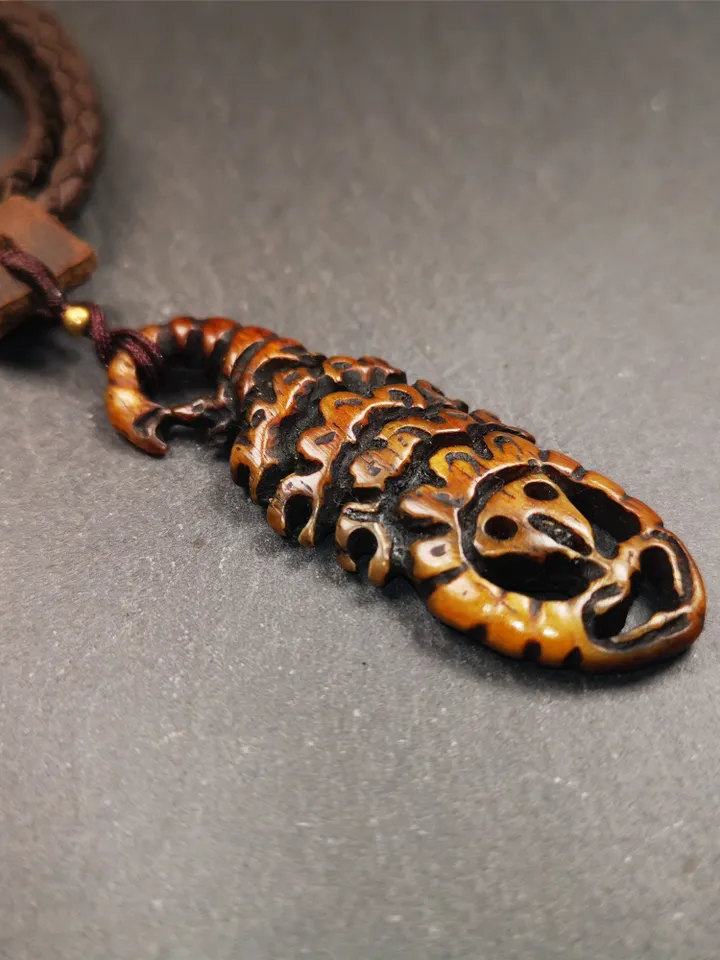Gandhanra Handmade Tibetan Amulet,Yak Bone Carved Scorpion Guru of ...