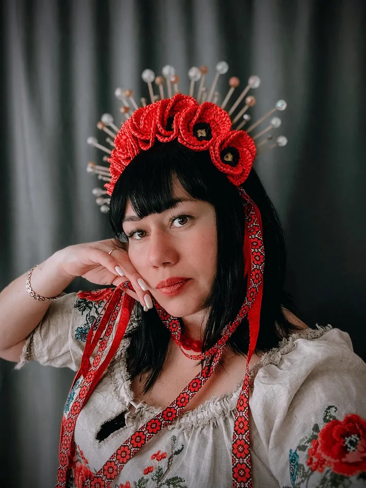 Crochet pattern poppy headband PDF digital instant download, ethnic ...