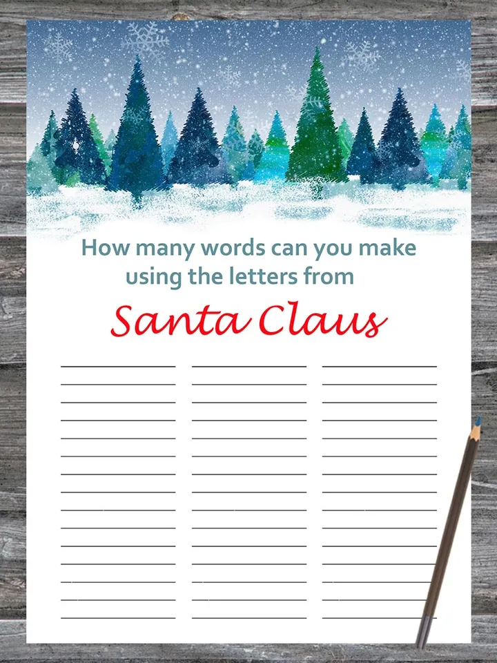 Christmas party games,How Many Words Can You Make From Santa Claus ...