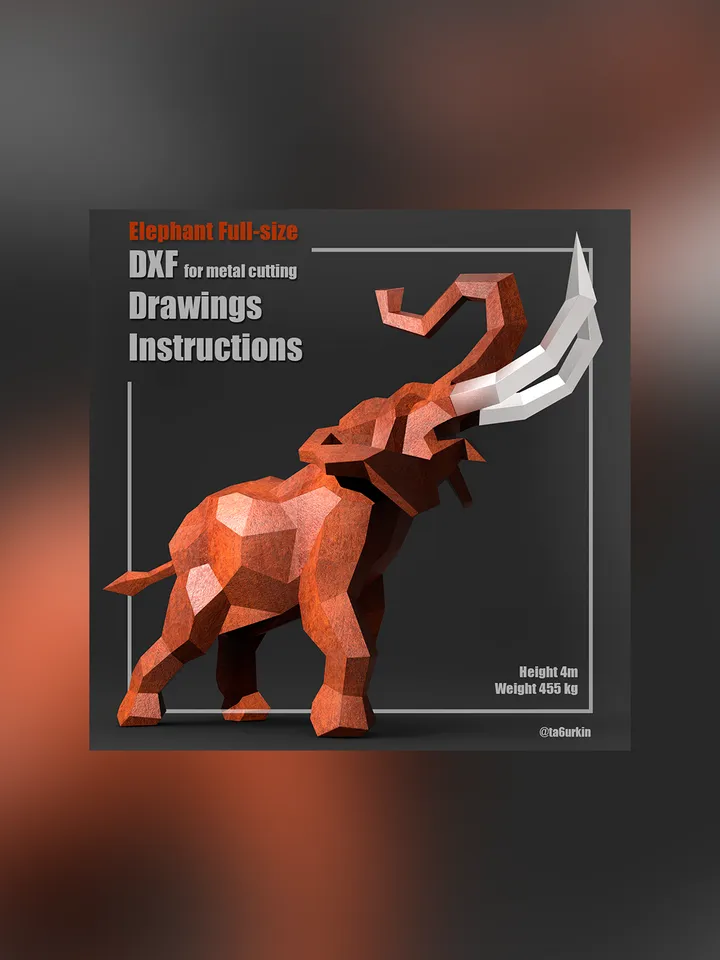 Welding Project Plans Drawings Elephant (DXF, PDF) $325.00 | Buy online ...