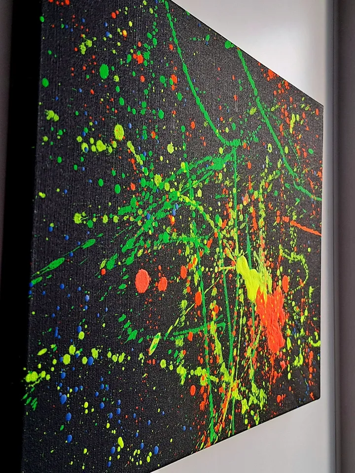 Neon painting New York abstract splashed modern art original black ...