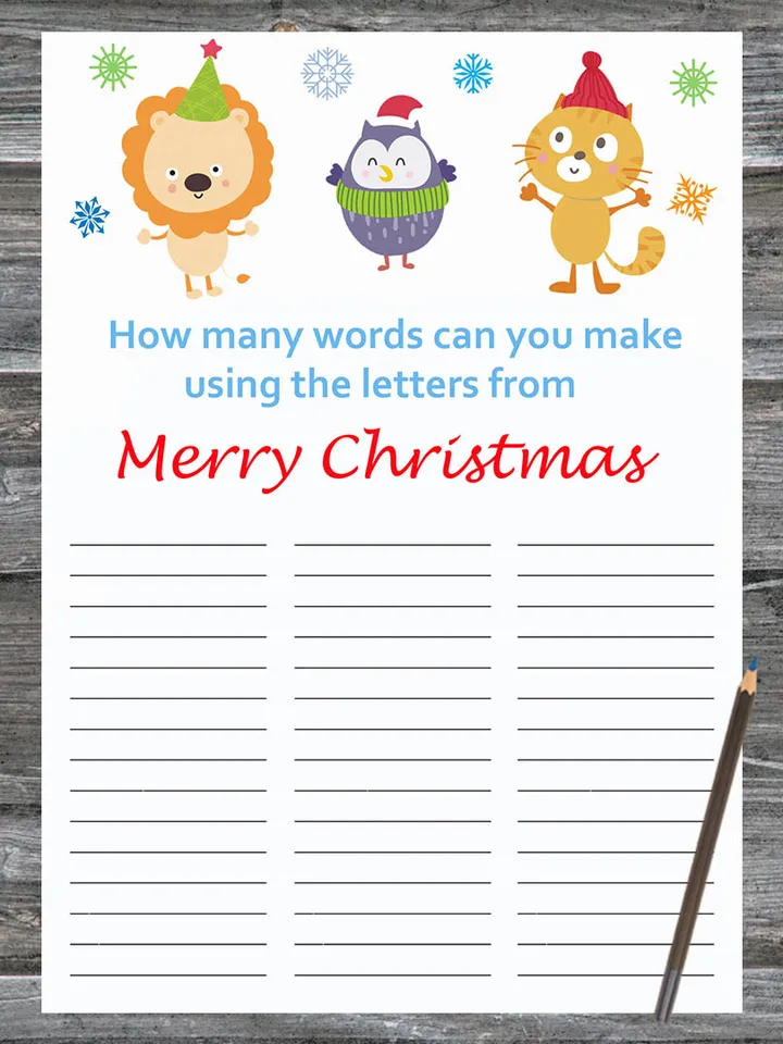 Christmas party games,How Many Words Can You Make From Merry Christmas ...