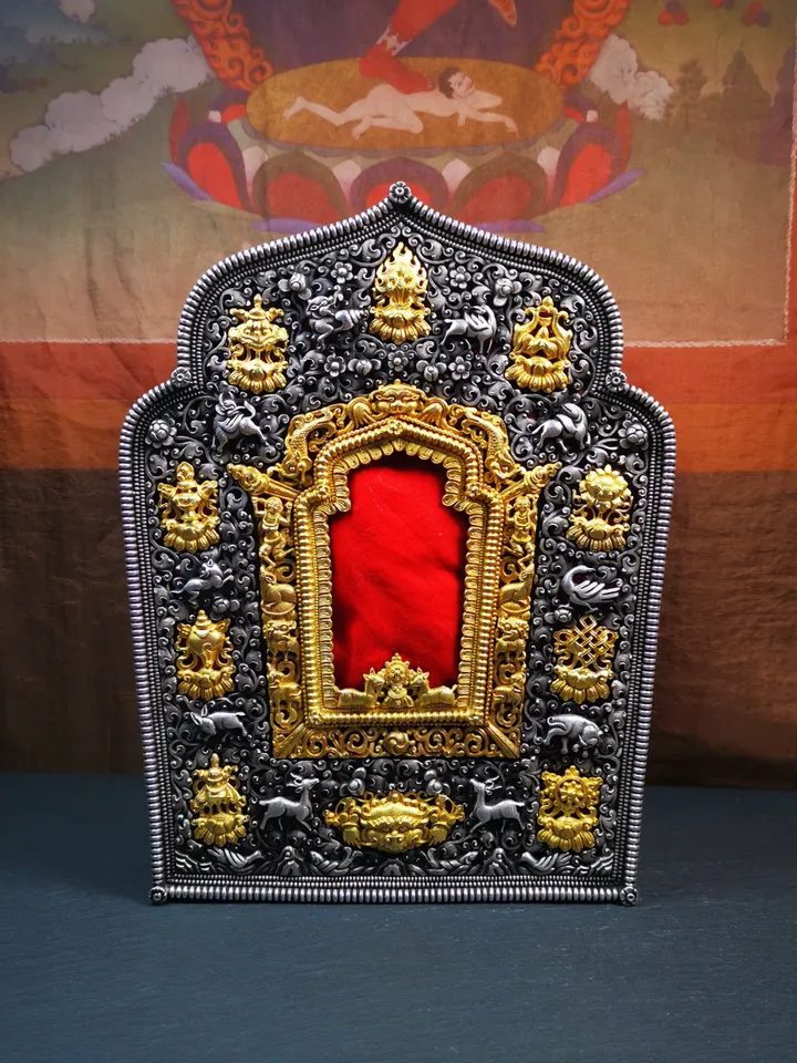 Gandhanra Tibetan Artisan Hand Carved Gau Box - Large Ghau Shrine ...
