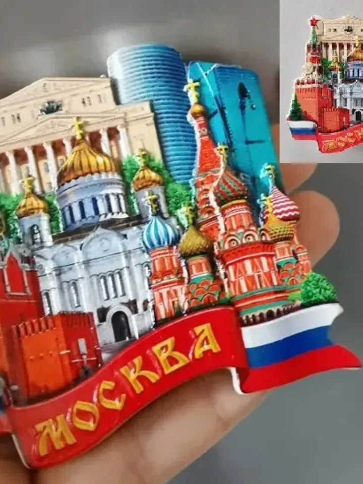 3D Resin magnetic fridge stickers, tourist souvenirs (Moscow-Russia).