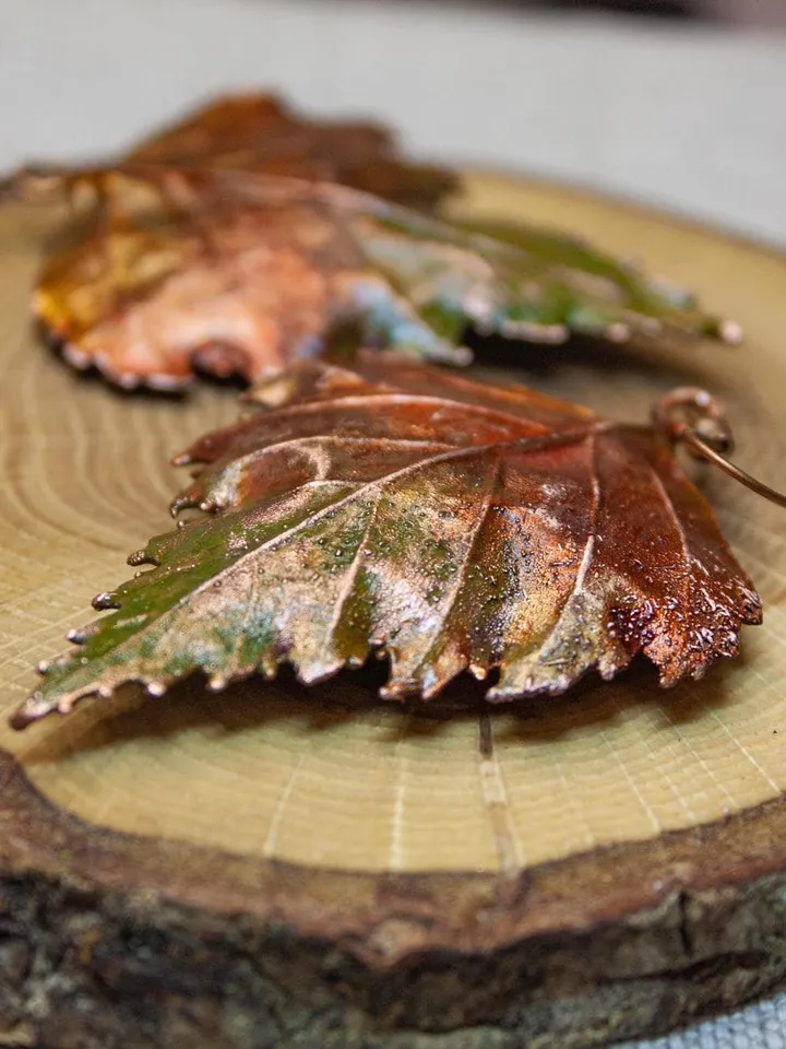 Natural Birch Leaf Pendant Earrings Unique Forest Inspired Gift For Her ...