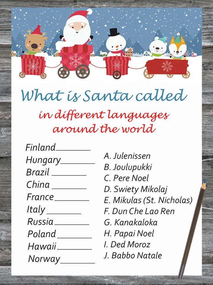 Christmas party games,Christmas Around the World Game Printable,Santa ...