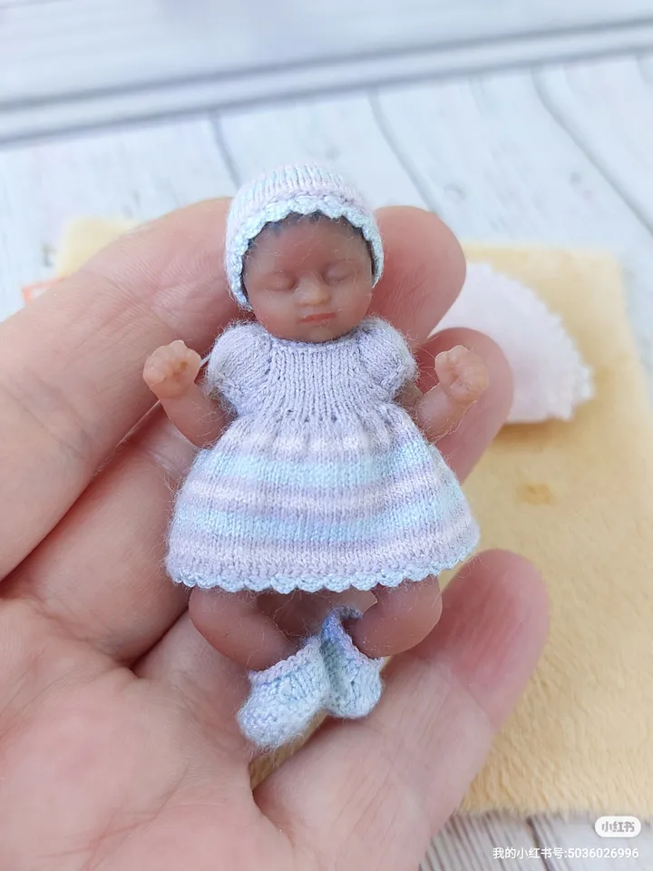 Miniature white dresses for mini 2 inches dollhouse dolls. Baby doll ...