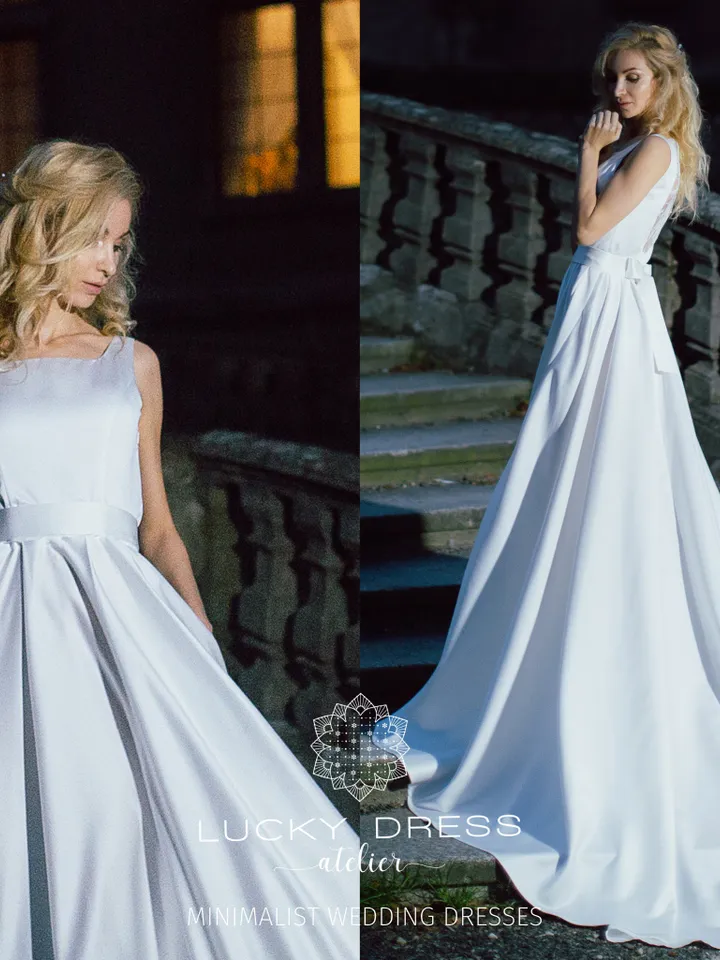 Simple long wedding dress: bridal simple gown - modern simple dress ...