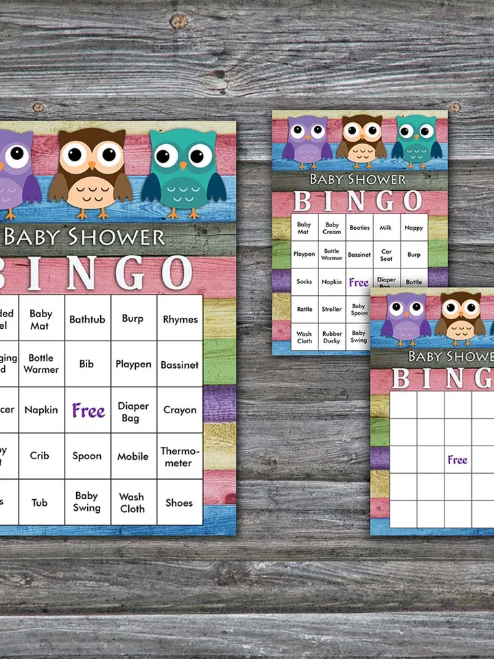 Owl Baby Shower Bingo Template Baby Shower Bingo Cards Printable