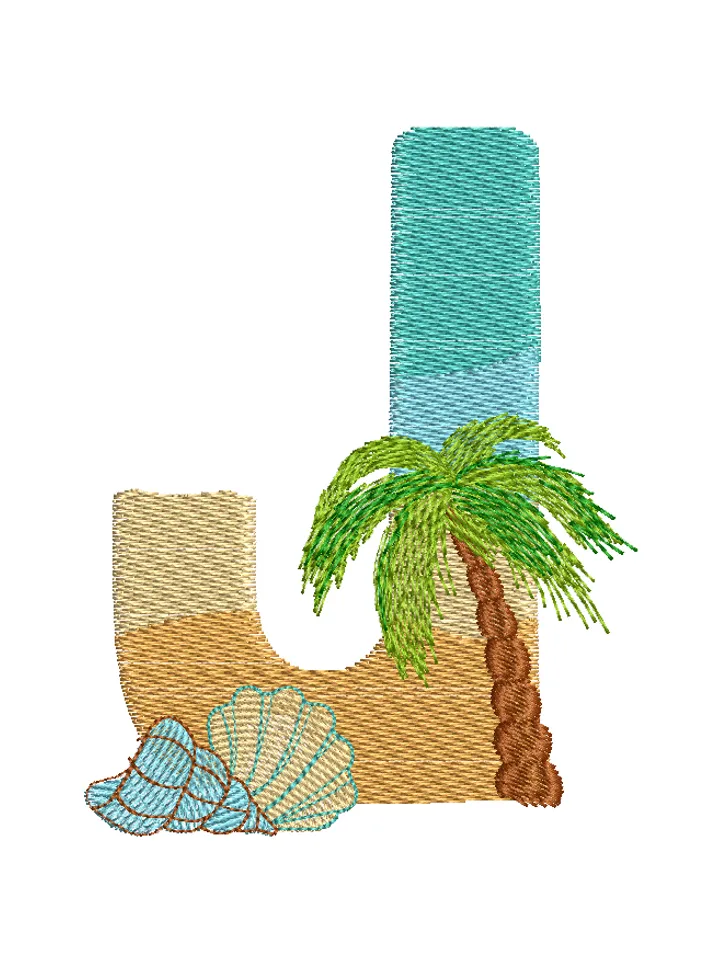 Tropical Font J machine embroidery design $3.50 | Buy online with delivery
