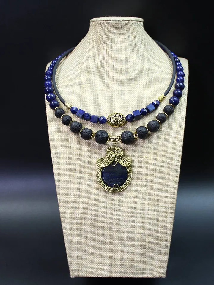 Handmade necklace made of natural stones $110.00 | Buy online with delivery