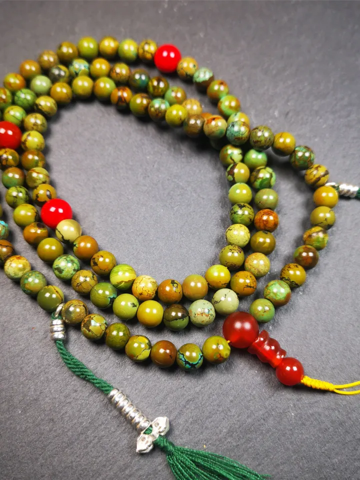 Gandhanra Old 108 Turquoise Beads Mala,Tibetan Prayer Beads for ...