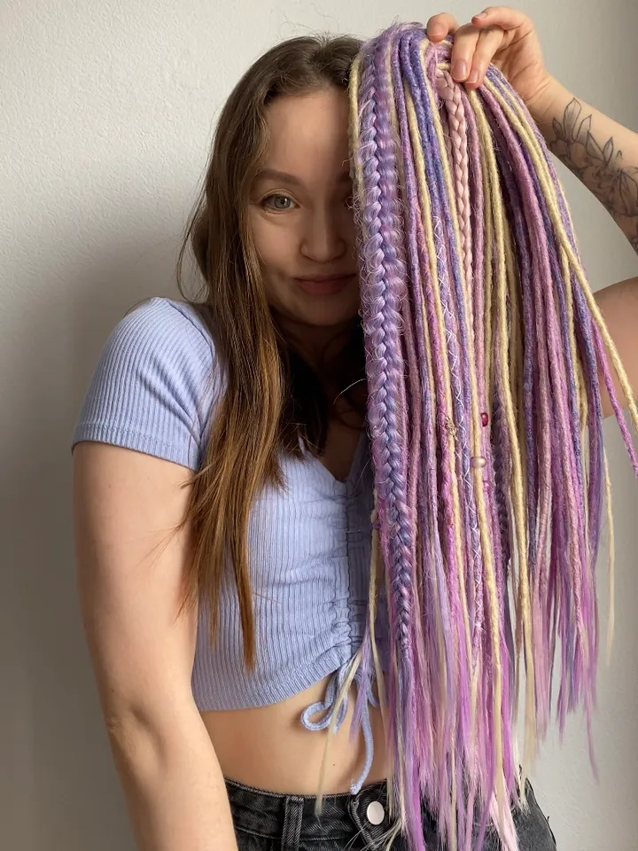 Blonde purple and Pink Synthetic Double Ended Dreadlocks, ready to ship ...