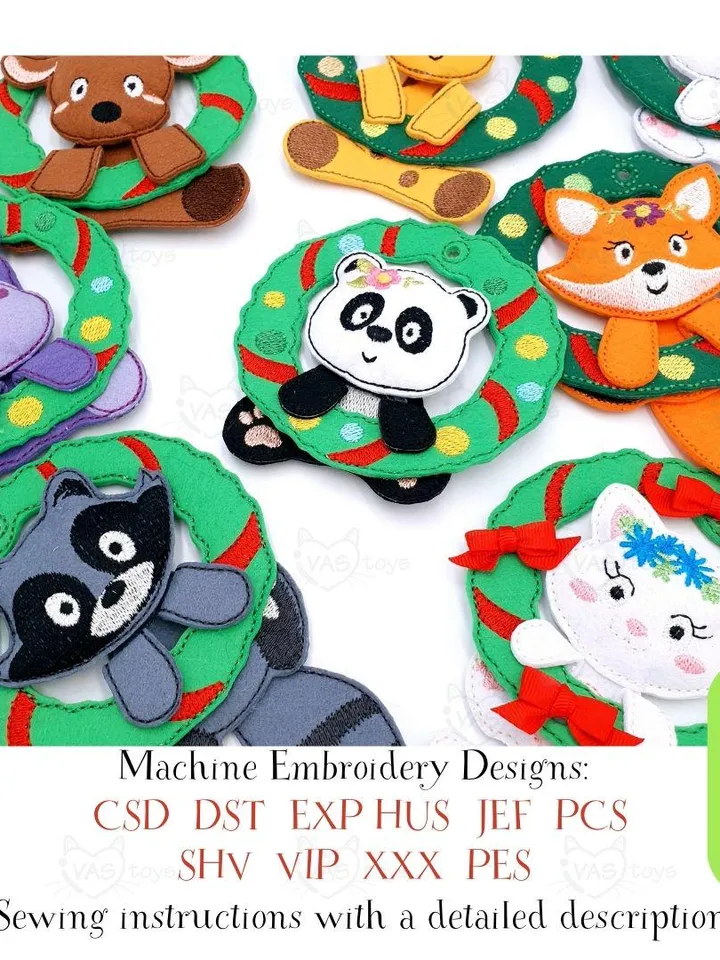 ITH Christmas Tree Ornaments Woodland Animals Embroidery Design Set ...