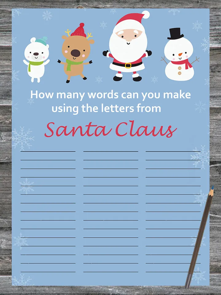 Christmas party games,How Many Words Can You Make From Santa Claus ...