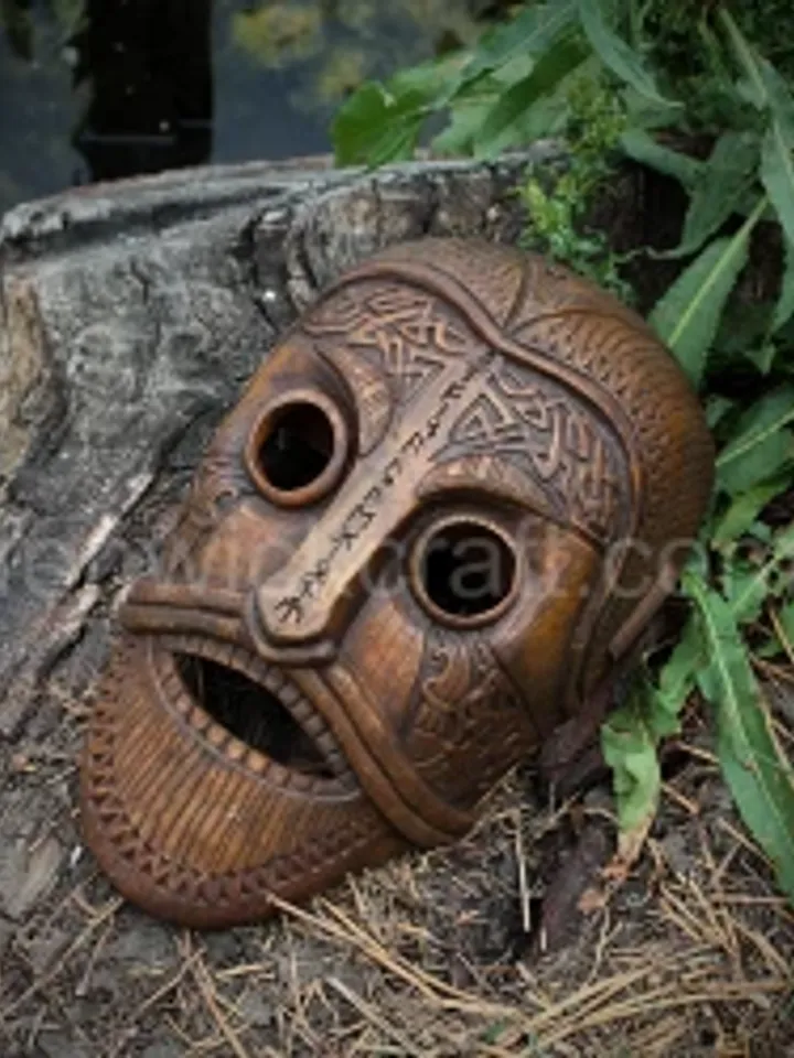 Viking Celtic Mask / Carved Wooden Mask $180.00 | Buy online with delivery