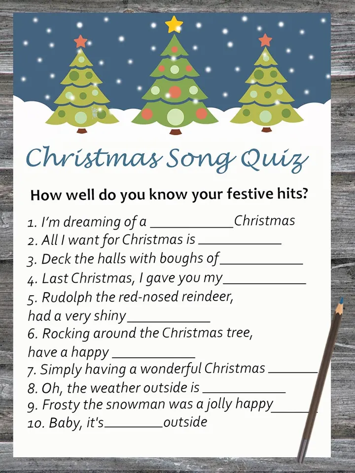 Christmas party games,Christmas Song Trivia Game Printable,Christmas ...
