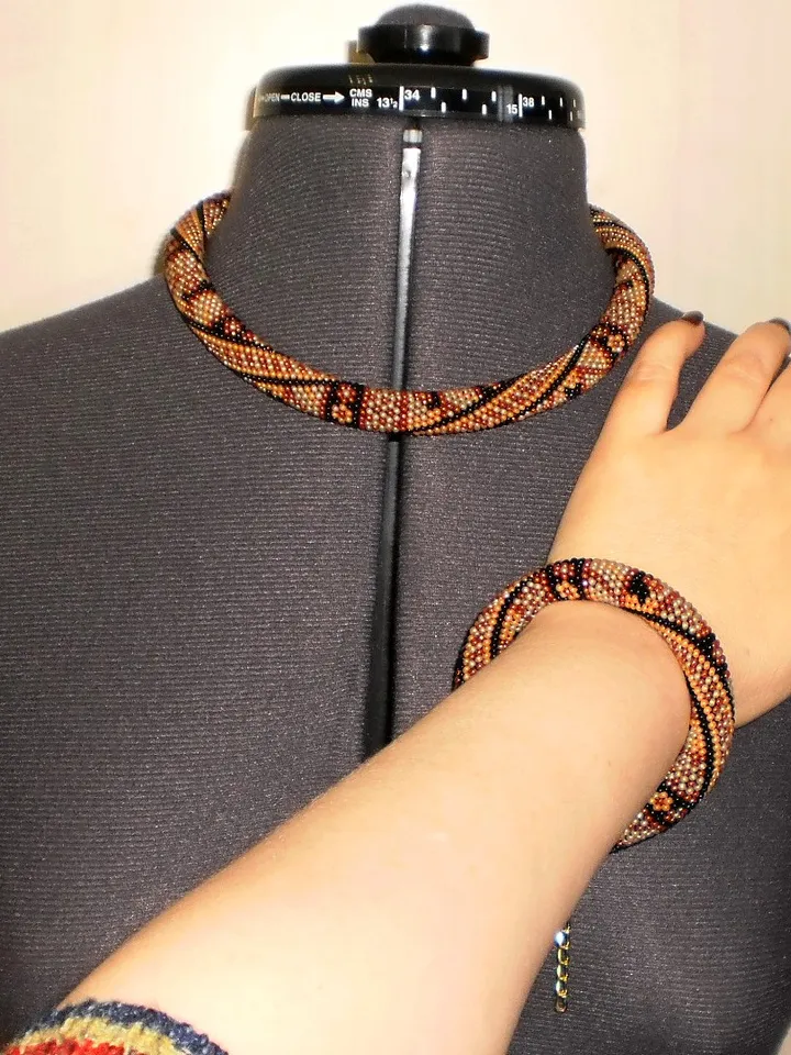 Bead Crochet rope patterns "Flower patchwork" necklace and bracelet $5. ...