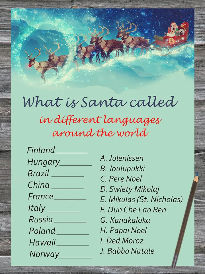 Christmas party games,Christmas Around the World Game Printable,Santa's ...