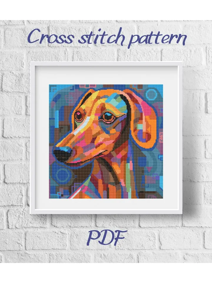 Cross stitch pattern Dog / 150x150 st / Digital cross stitch pattern ...