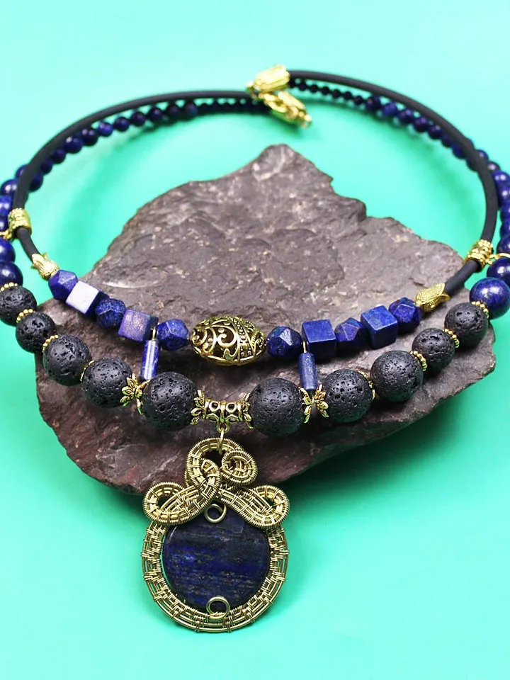 Handmade necklace made of natural stones $110.00 | Buy online with delivery