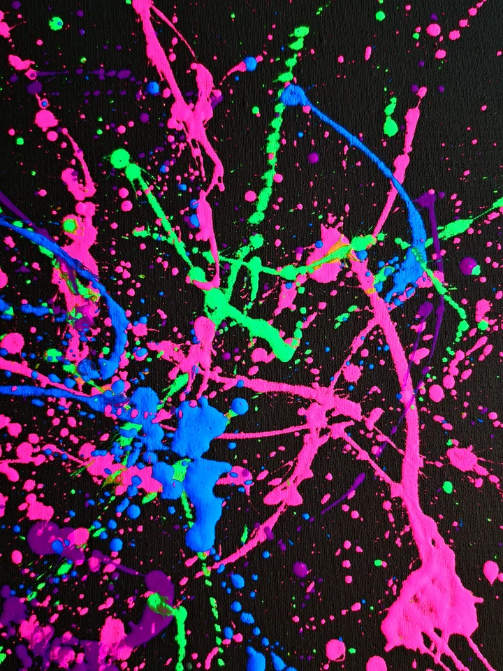 "Night Berlin" neon splash oil painting on canvas fluorescent art ...